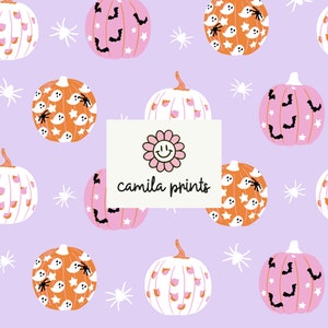 Pastel Halloween Pumpkins Cute Seamless Repeat Pattern for | Etsy