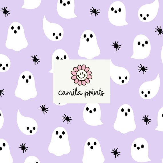 Pastel Halloween Seamless Repeat Spooky Ghosts Pattern for | Etsy