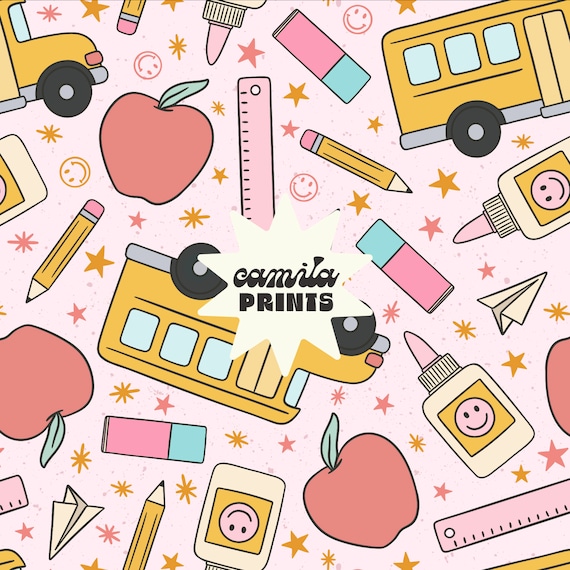 Back to School Pattern Retro School Seamless Repeat Pattern - Etsy