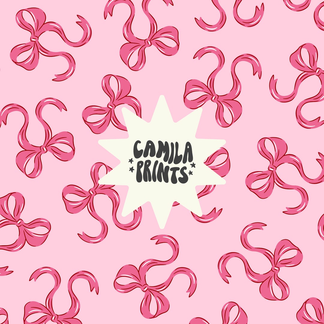 Bows and Ribbons in Pink Seamless Repeat Pattern for Fabric Sublimation ...