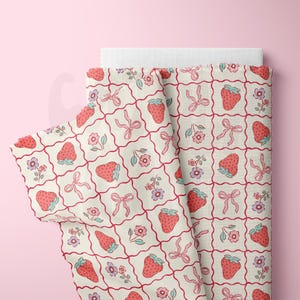 Strawberry Flowers Seamless Pattern Bows Checkerboard Pattern File for ...