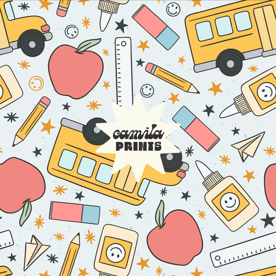 Boy School Pattern Retro School Seamless Repeat Pattern for Fabric ...