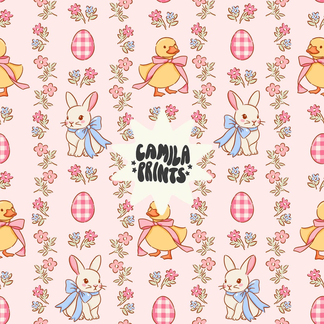 Preppy Bunny Seamless File Stripes Easter Repeat Pattern for Commercial ...
