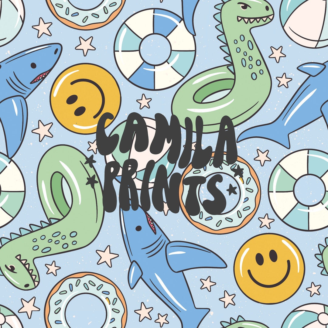 Boy Summer Pattern Pool Float Seamless Repeat Pattern for Fabric ...