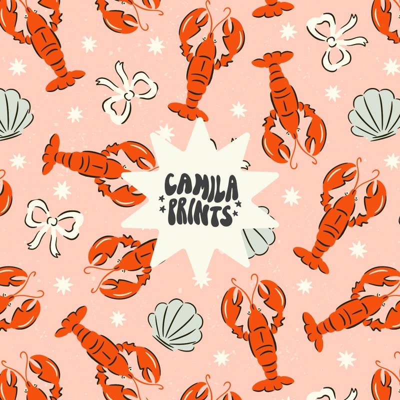 Lobster Print Fabric - Etsy