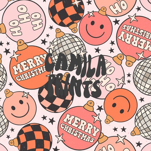 Christmas Pattern Groovy Ornaments Seamless Repeat Pattern for - Etsy