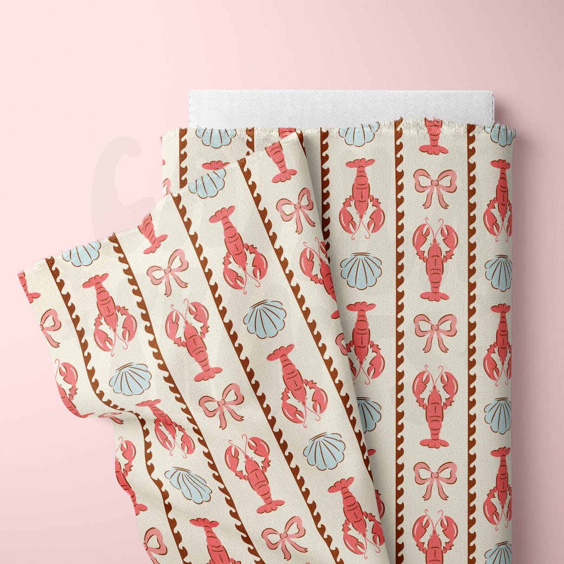 Pink Coastal Lobsters and Bows Seamless File Summer Repeat Pattern for ...