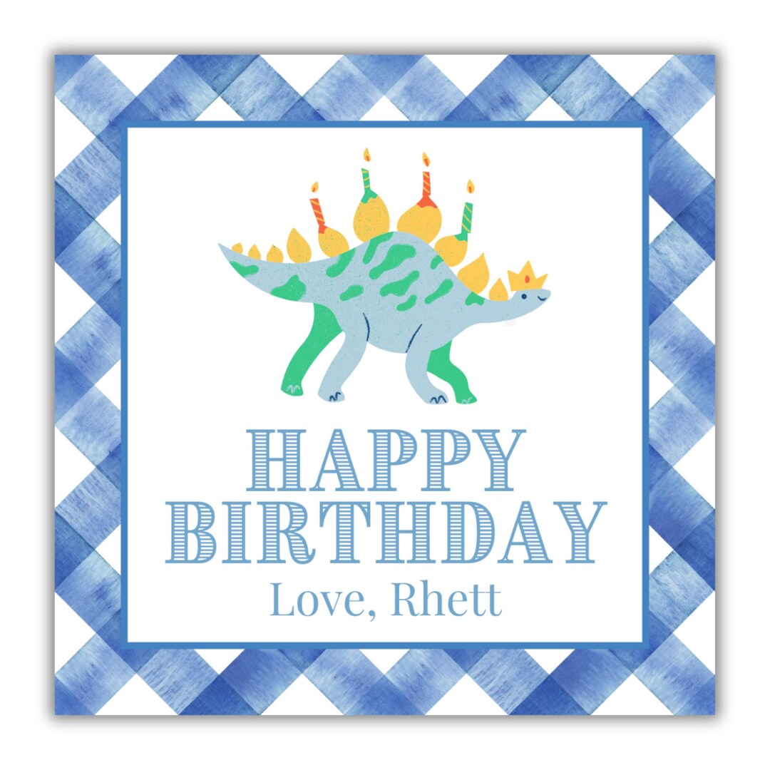 Dinosaur Birthday Tag, Printable Birthday Gift Tag, Dinosaur Gift Tag ...