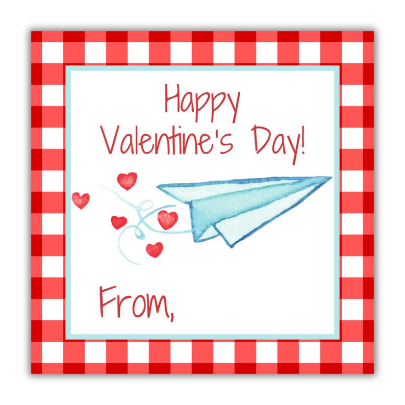Paper Airplane Valentine, Happy Valentine's Day, Printable Valentine ...