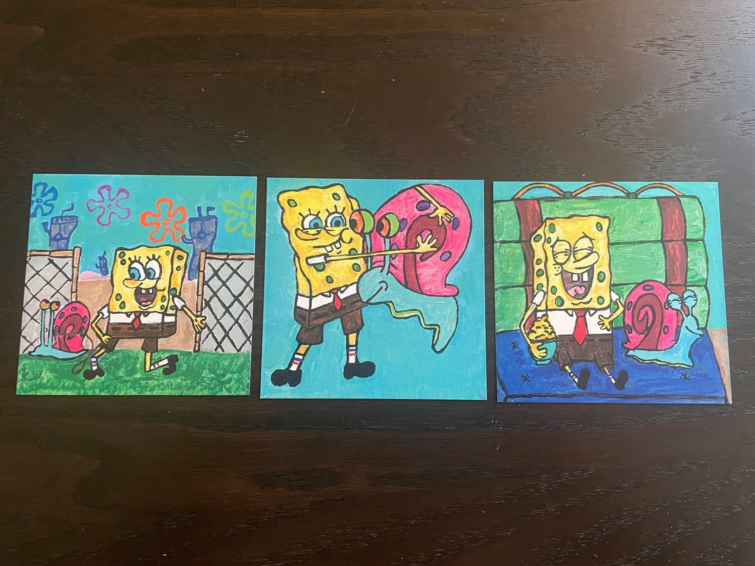 Spongebob and Gary Art Print Series - Etsy