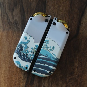 Custom Great Wave off Kanagawa Nintendo Switch Joy-con Controllers - Etsy