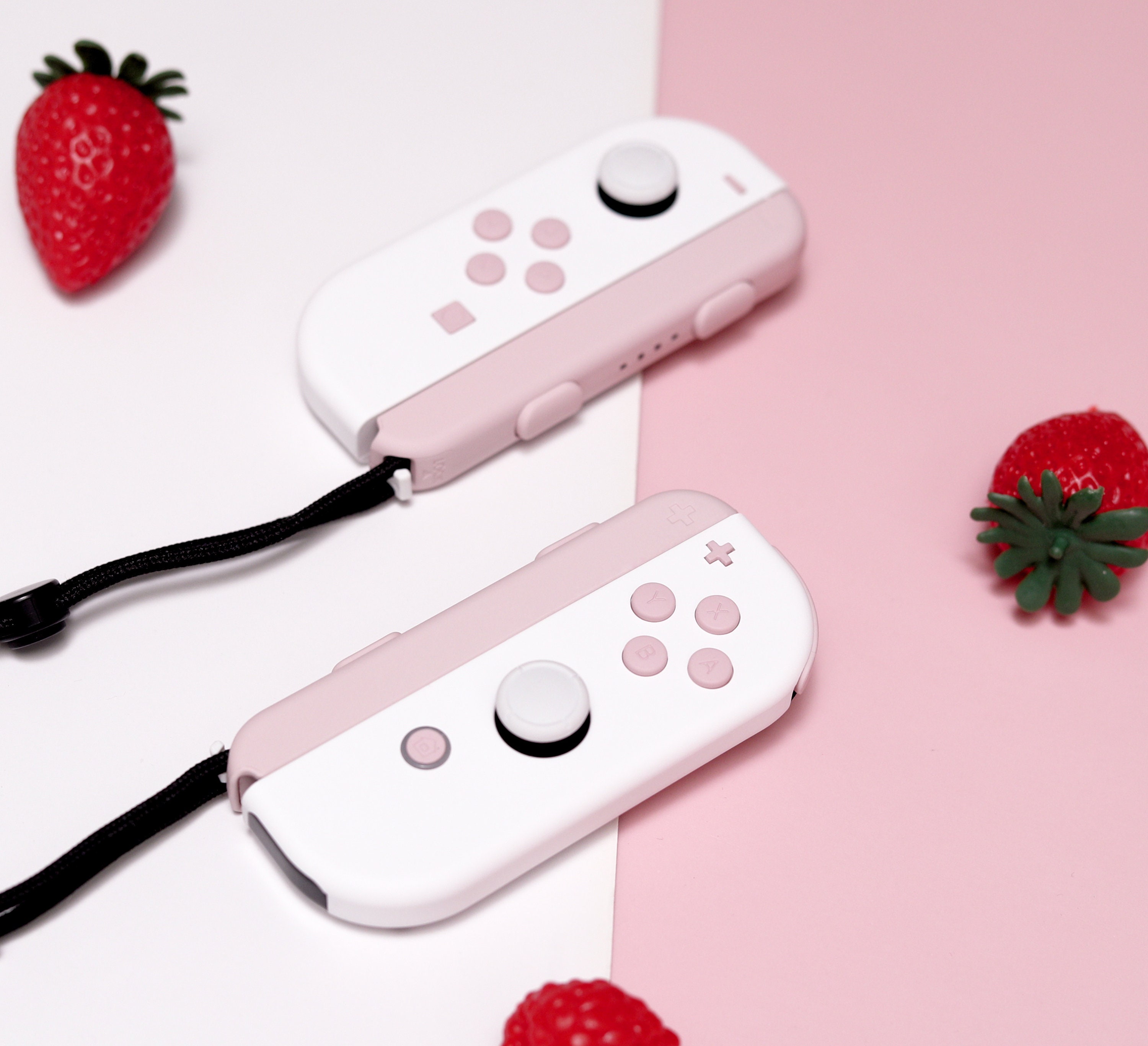 Custom Strawberry Shortcake White and Pink Nintendo Switch Joy-con ...