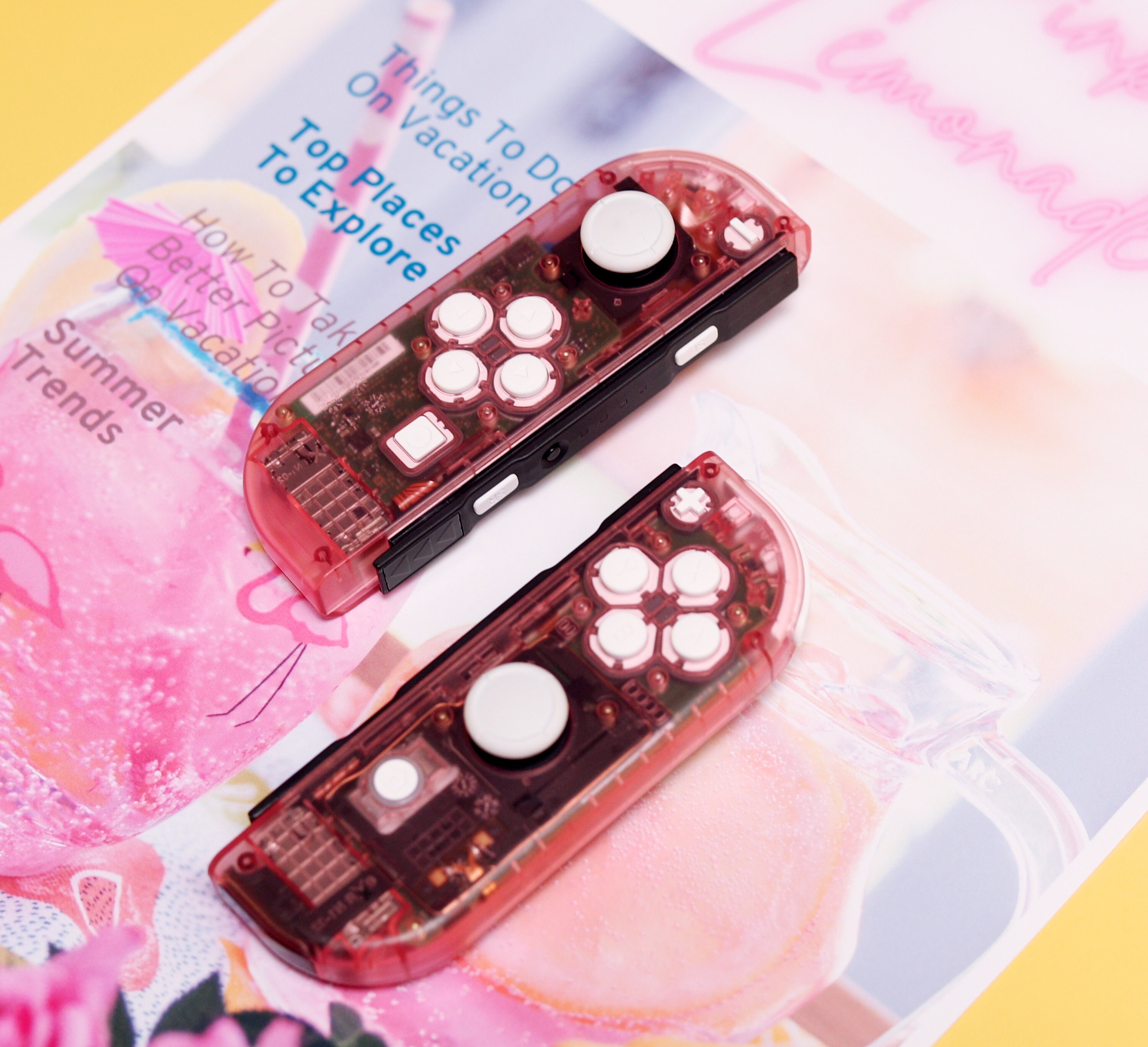 Custom Pink Lemonade Pink Transparent Nintendo Switch Joy-con ...