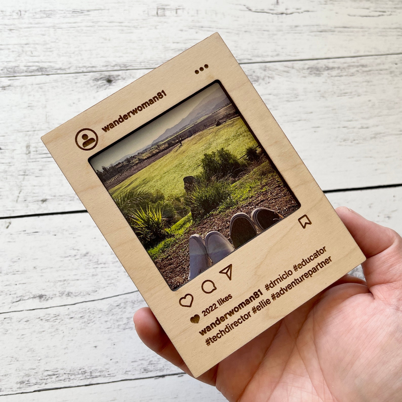 Custom Instagram / Social Media Wooden Frame - Magnet / Stand ...