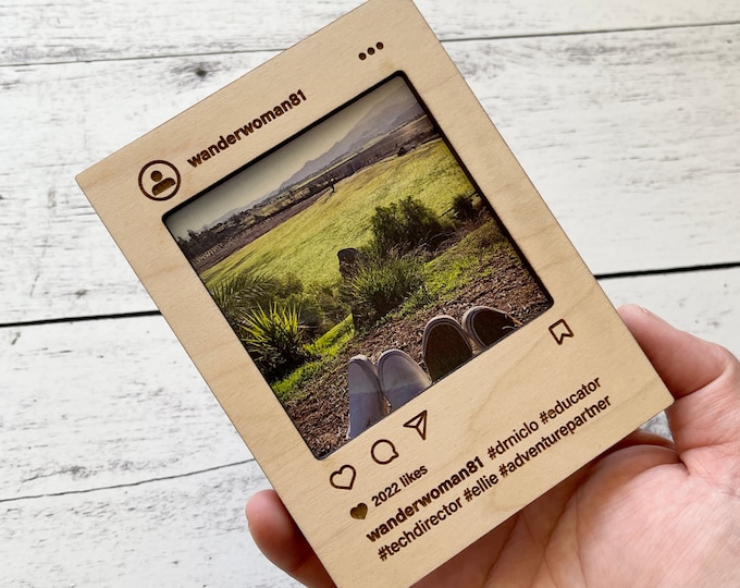 Custom Instagram / Social Media Wooden Frame Magnet / Stand / Ornament ...