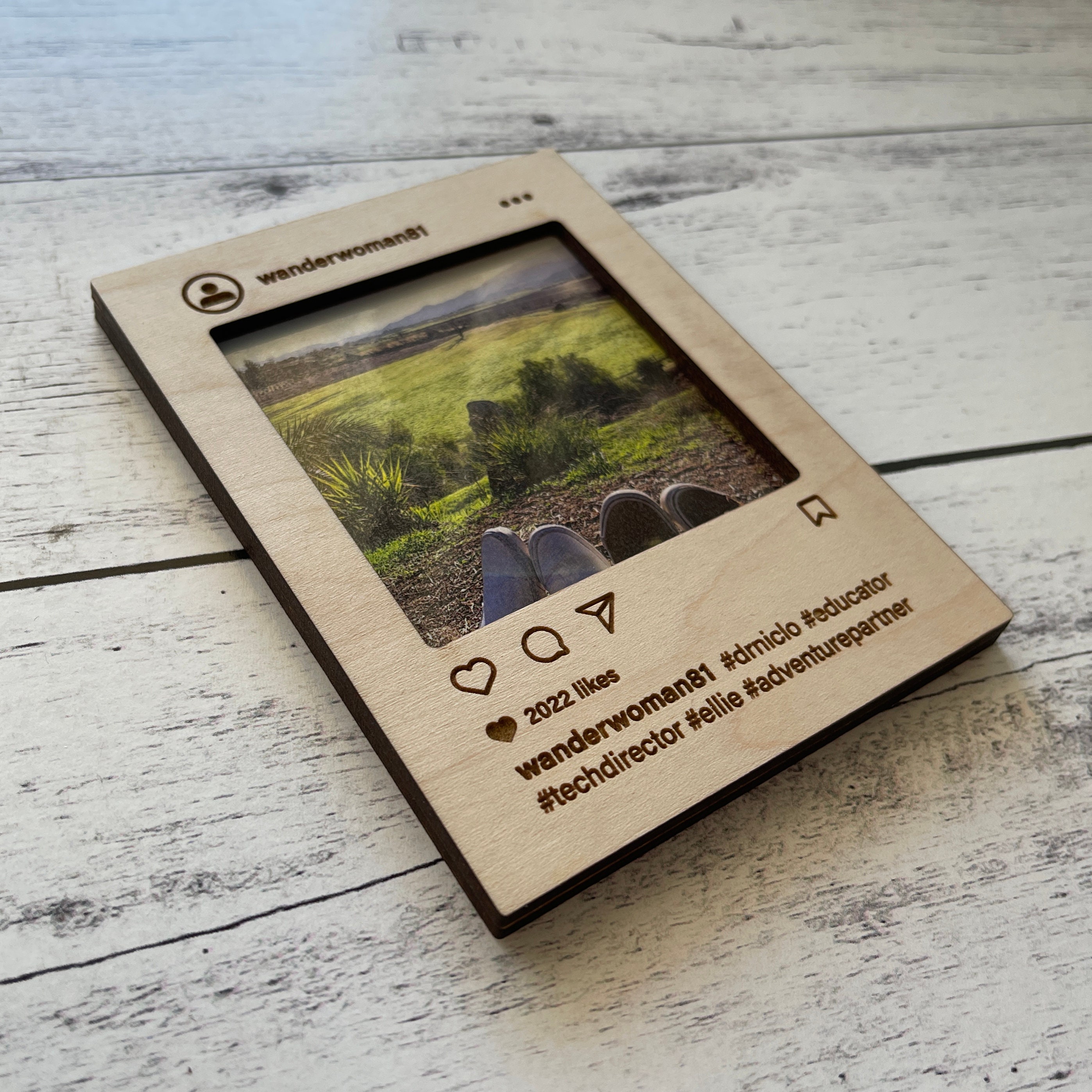 Custom Instagram / Social Media Wooden Frame - Magnet / Stand ...