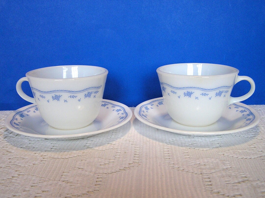 Pyrex Cups and Corelle Saucers Morning Blue - Etsy