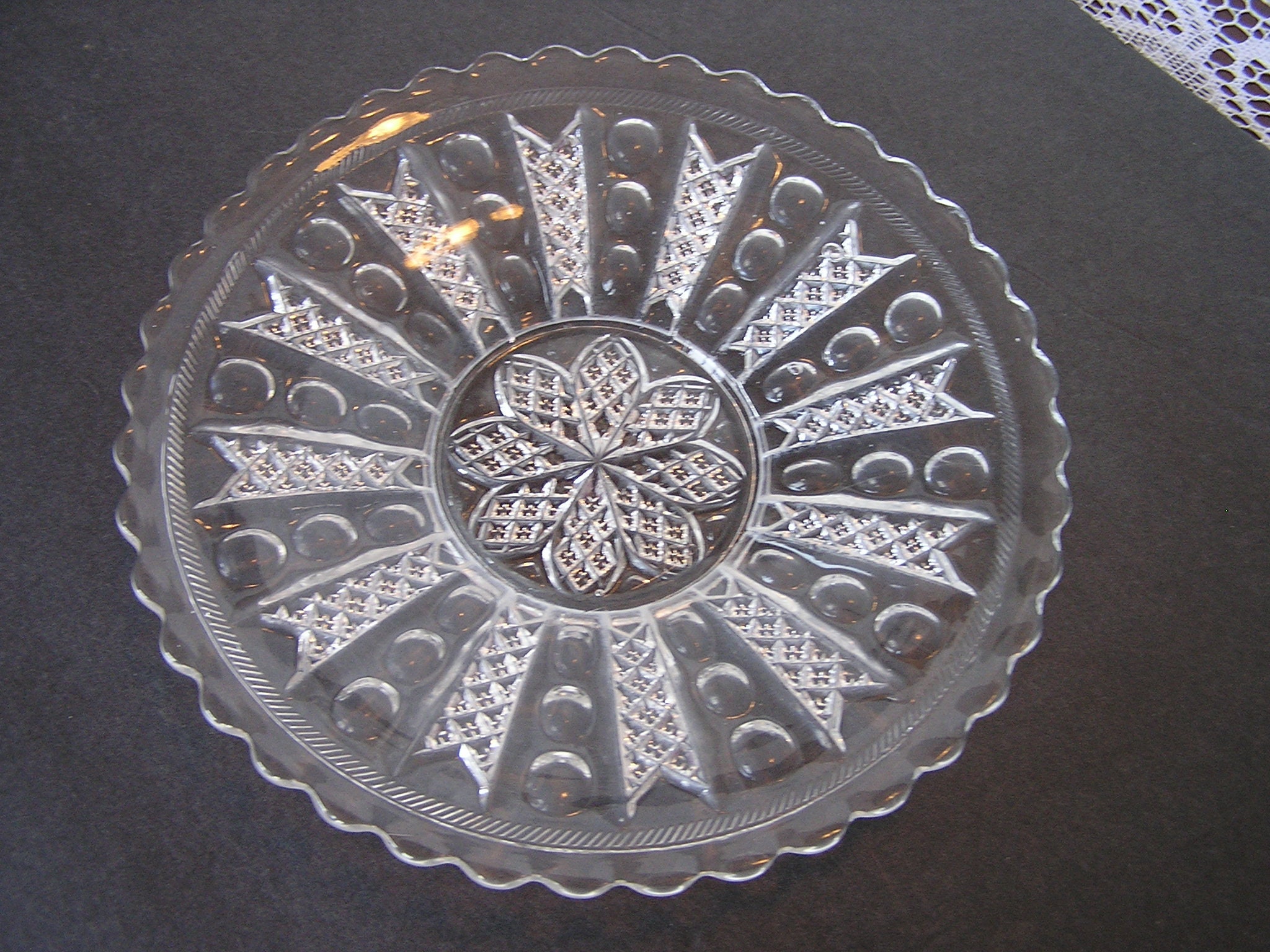 Antique EAPG English Hobnail and Thumbprint 8" Luncheon Plates Set of ...