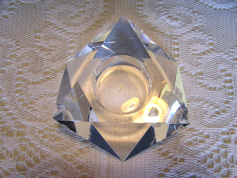 Oleg Cassini Cut Crystal Triangular Votive Candle Holder - Etsy