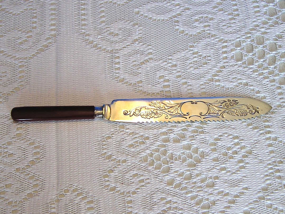 EPNS Engraved Silverplate Cake Knife With Bakelite Handle - Etsy