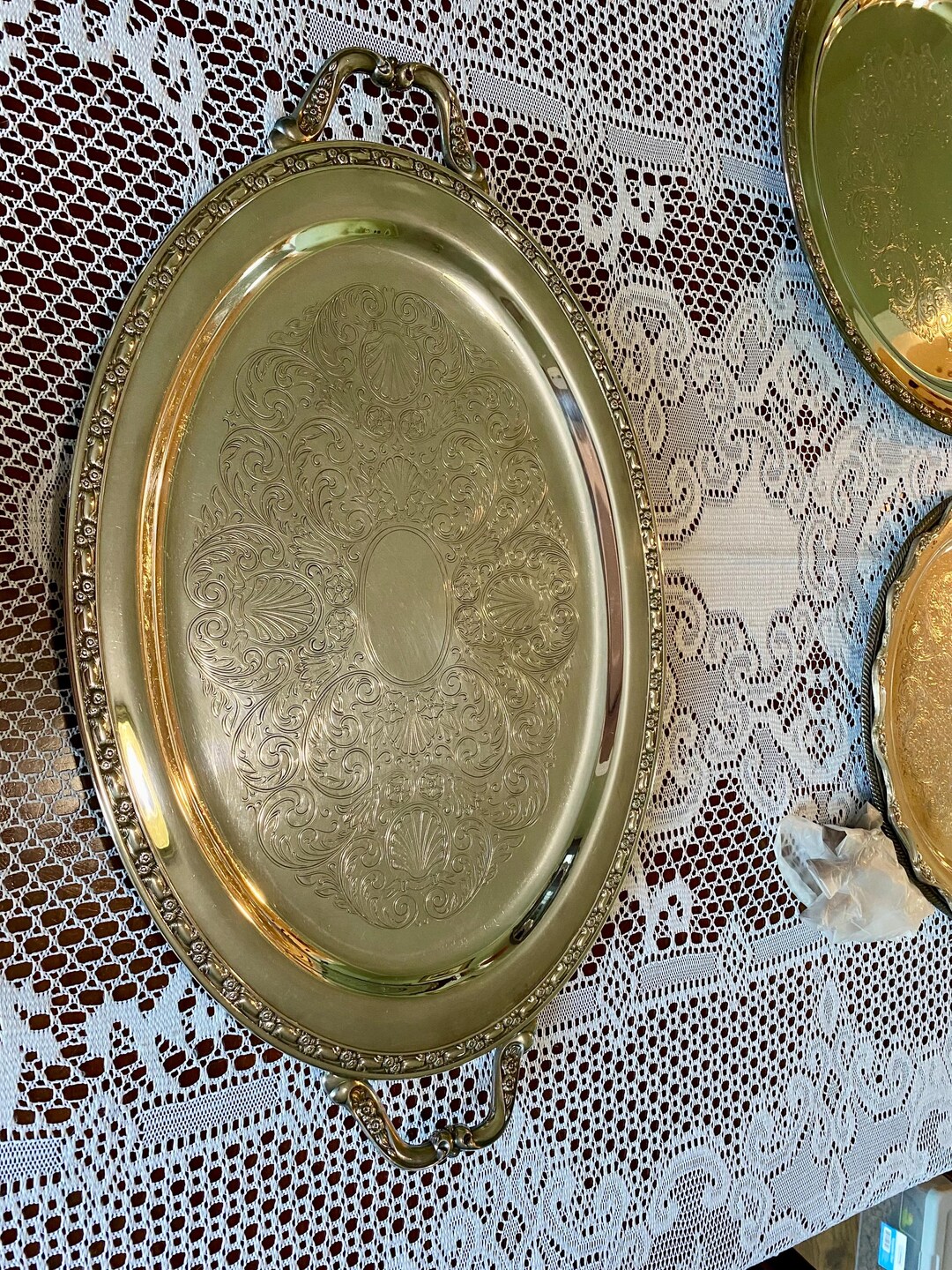 Vintage Large Ornate Silver Plate Oval Tray International Silver - Etsy