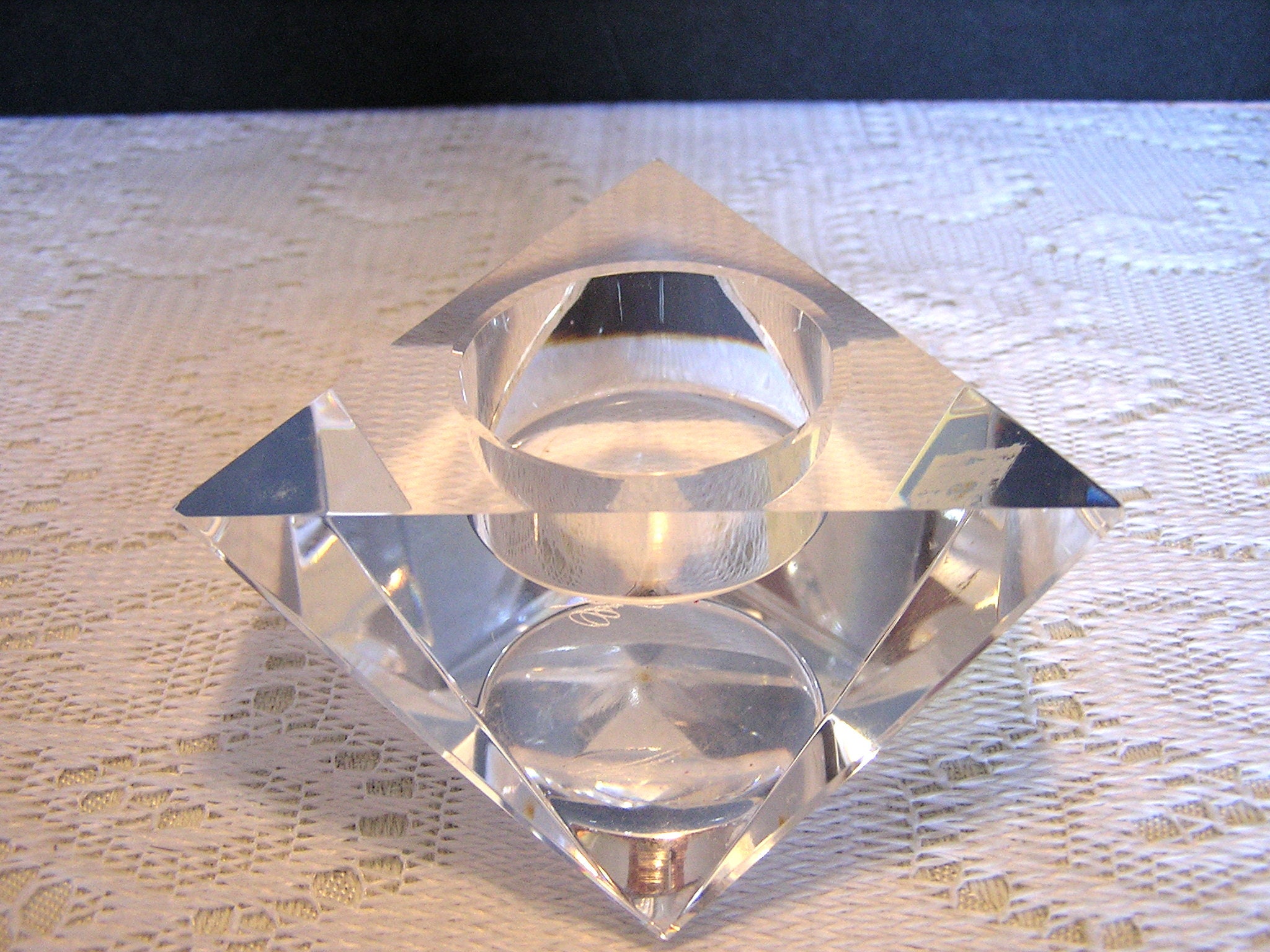 Oleg Cassini Cut Crystal Triangular Votive Candle Holder - Etsy