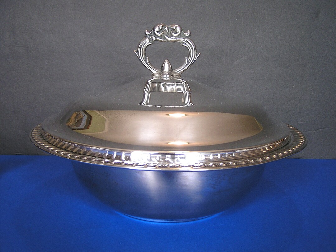 Vintage Leonard Silver Plate Serving Bowl With Glass Insert and Lid - Etsy