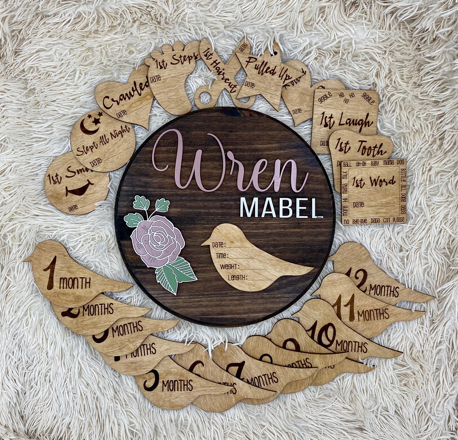 Baby Girl Milestone Sign. Wooden Nursery Sign. Baby Monthly - Etsy