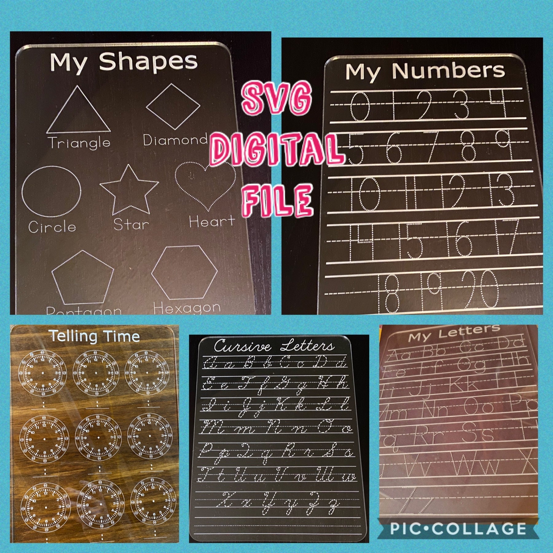 Number Words Trace Learning Board SVG Art & Collectibles Digital etna ...