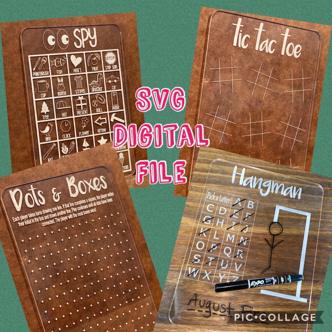 Dots and Boxes Svg. Hangman Svg. Game Boards Digital File. Dry Erase ...