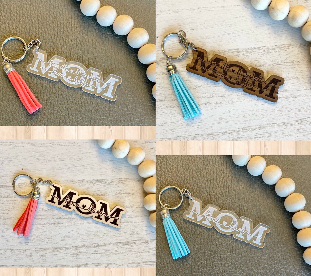 Mom Keychain. Mom Children Keychain. Wooden Keychain. Acrylic Keychain ...