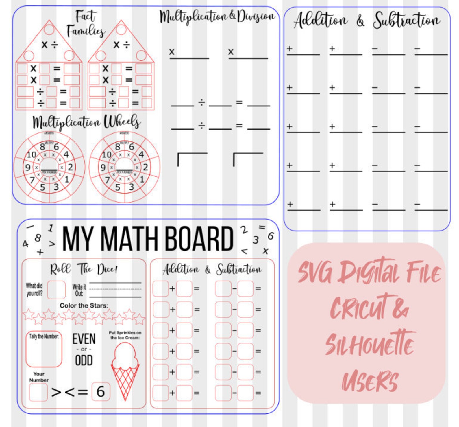 Math Games. Dry Erase Math Boards SVG. Math Games SVG. Cricut | Etsy