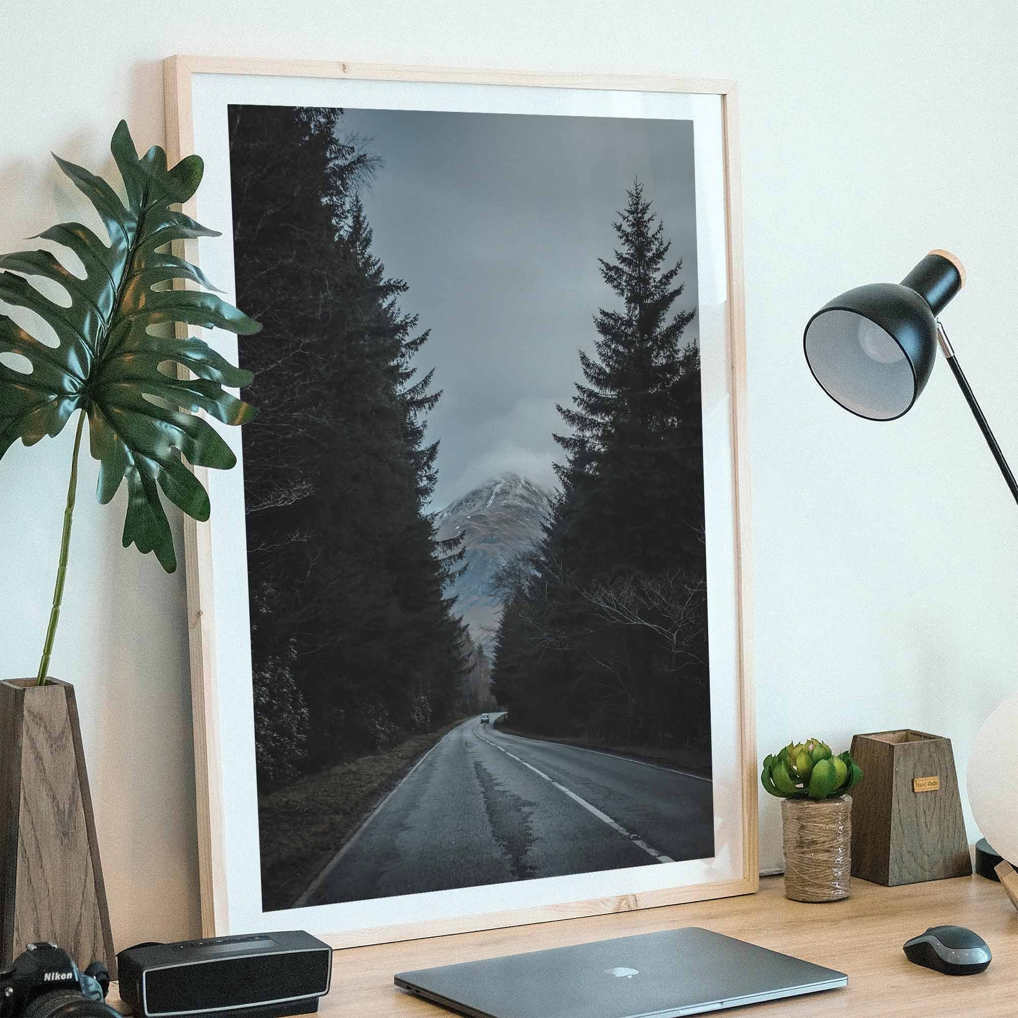 Forest Road Print, Mountain Road Poster, Empty Street Printing, Outdoor ...