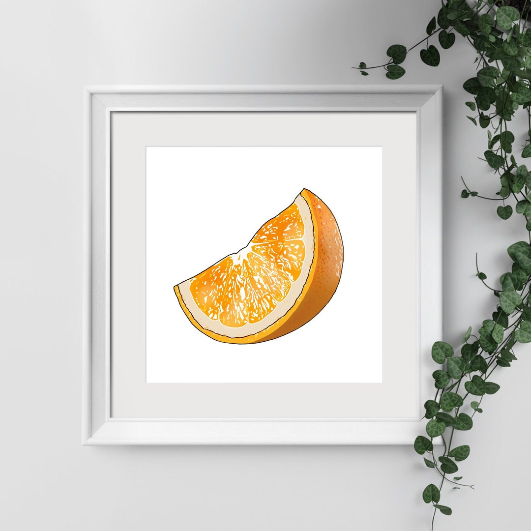 Orange Slice Poster Fruit Wall Art Printable Realistic Print Aesthetic ...