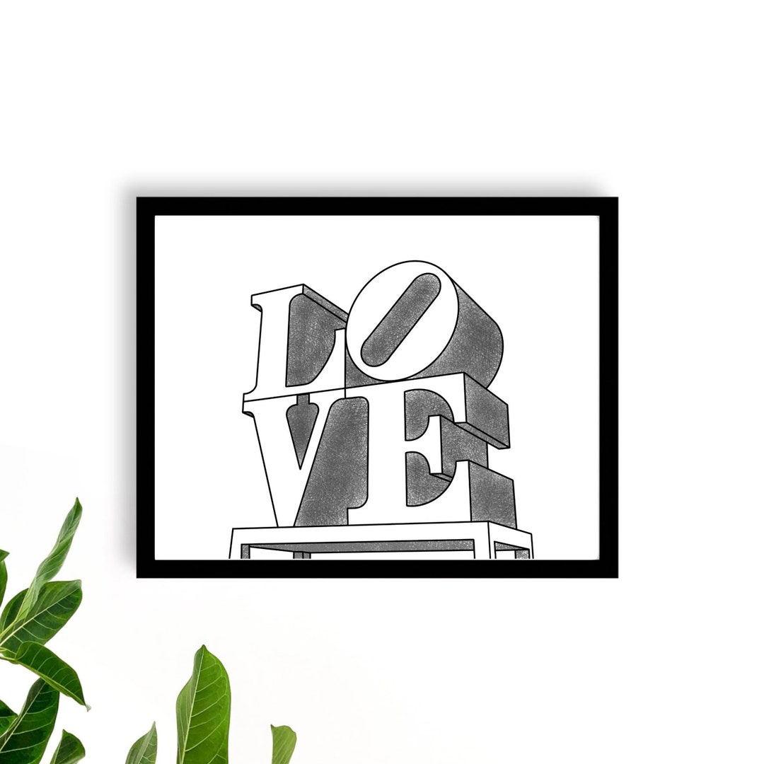 Philadelphia Love Park Art, Philly Love Statue Line Drawing, Minimal ...