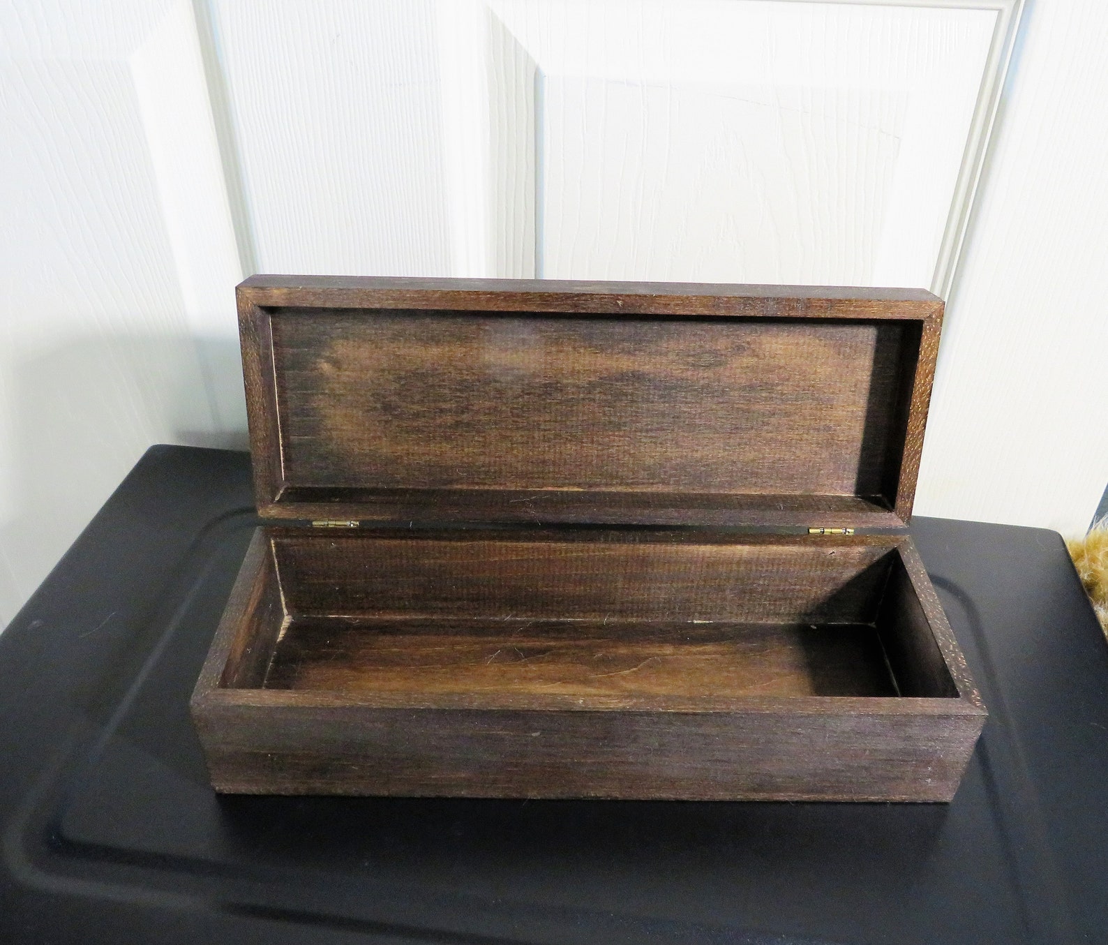 Greyhound Box, Stained & Wood Burn, Wood Trinket Box 10-3/4 X 3 X 3-3/4 ...