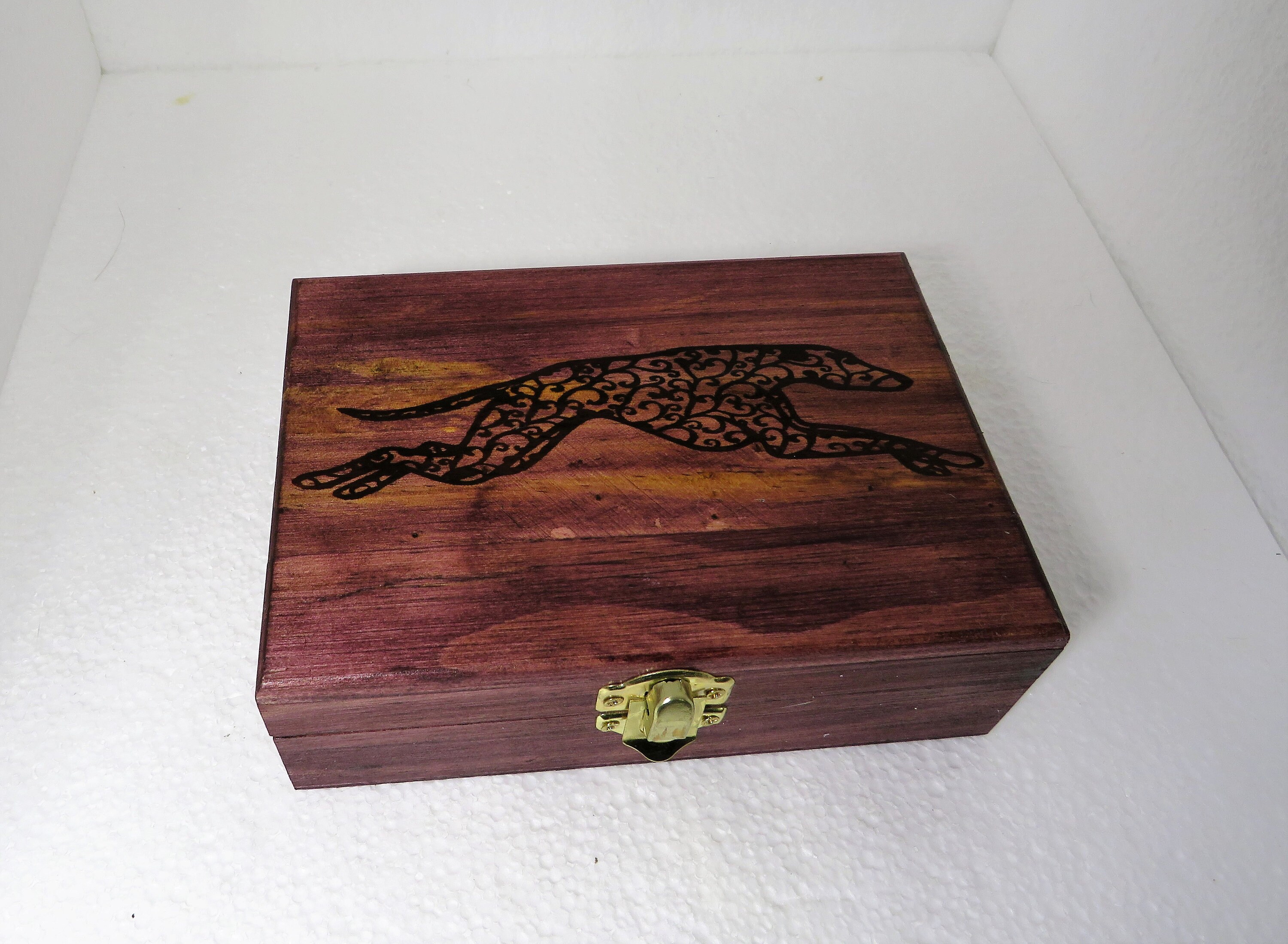 Greyhound Box Stained & Wood Burn Wood Trinket Box PICK ONE - Etsy