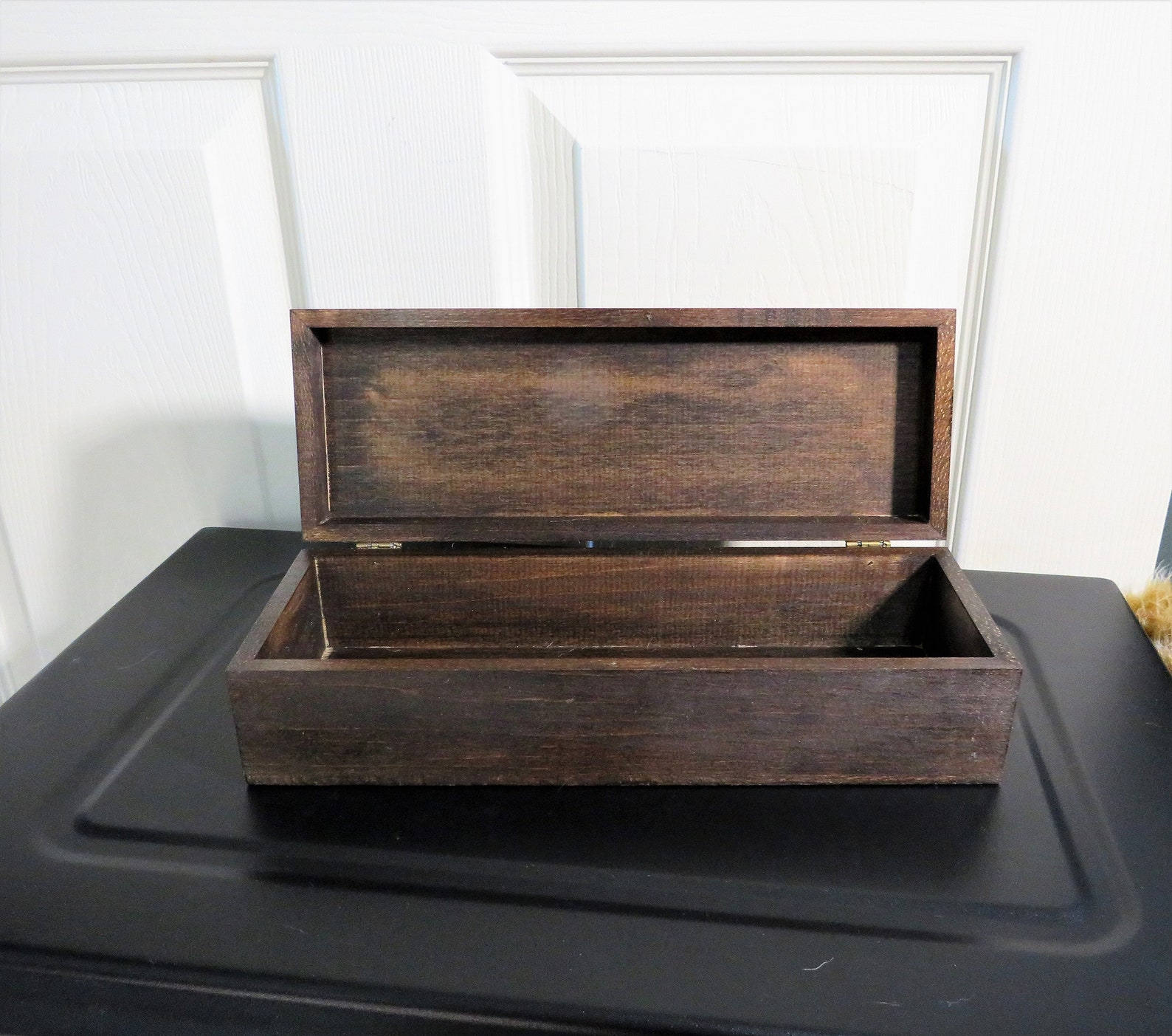 Greyhound Box, Stained & Wood Burn, Wood Trinket Box 10-3/4 X 3 X 3-3/4 ...