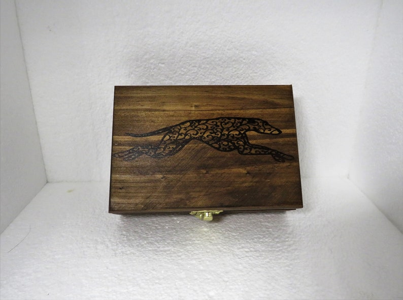 Greyhound Box Stained & Wood Burn Wood Trinket Box PICK ONE - Etsy
