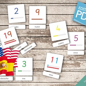 NUMBERS 0 to 31 SPANISH Edition • 32 Spanish and 32 English Editable ...