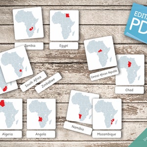 AFRICA MAPS 55 Montessori Cards Flash Cards Nomenclature Flashcards ...