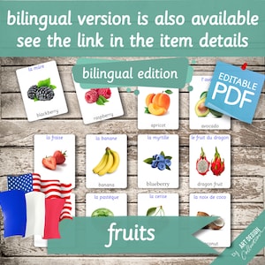 FRUITS (real Pictures) • 50 Editable Montessori Cards • Flash Cards ...