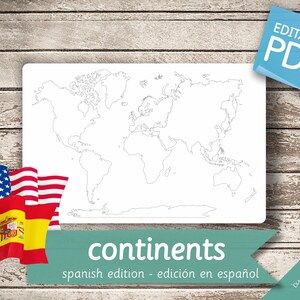CONTINENTS of the WORLD SPANISH Edition • 8+8+8 Spanish and English ...