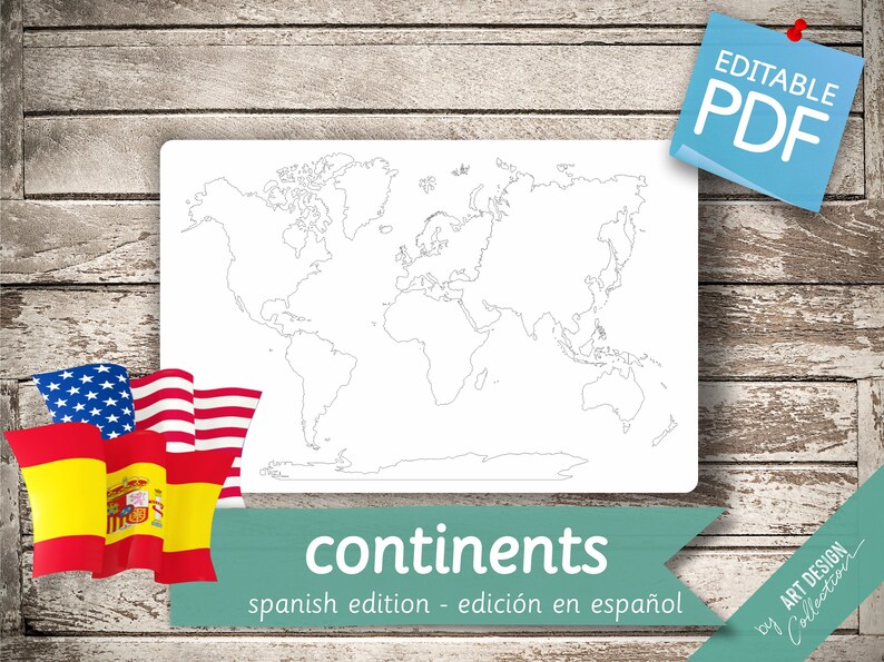 CONTINENTS of the WORLD SPANISH Edition 888 Spanish and | Etsy