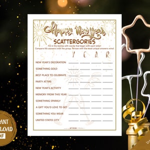 Happy New Year SCATTERGORIES Game • Christmas Game Holiday Christmas ...