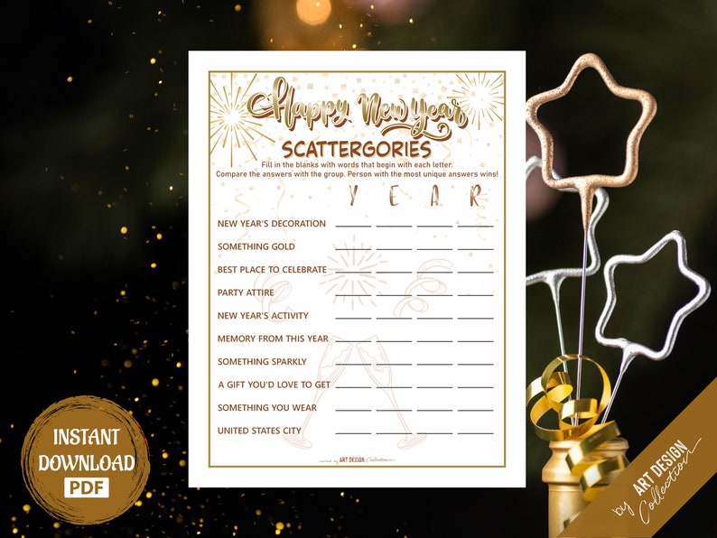 Happy New Year SCATTERGORIES Game Christmas Game Holiday - Etsy