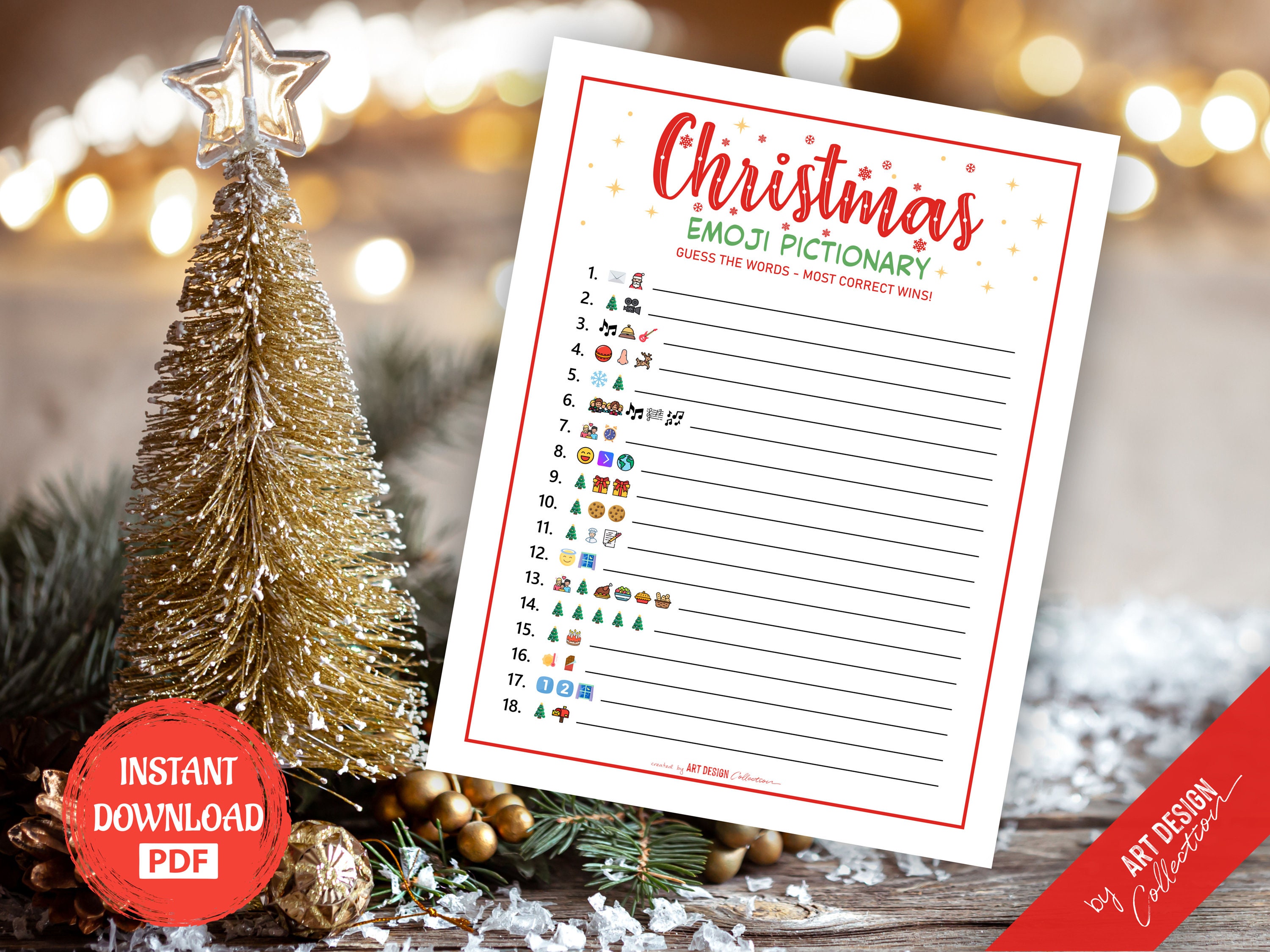 CHRISTMAS Emoji Pictionary Game • Christmas Game Holiday Christmas ...