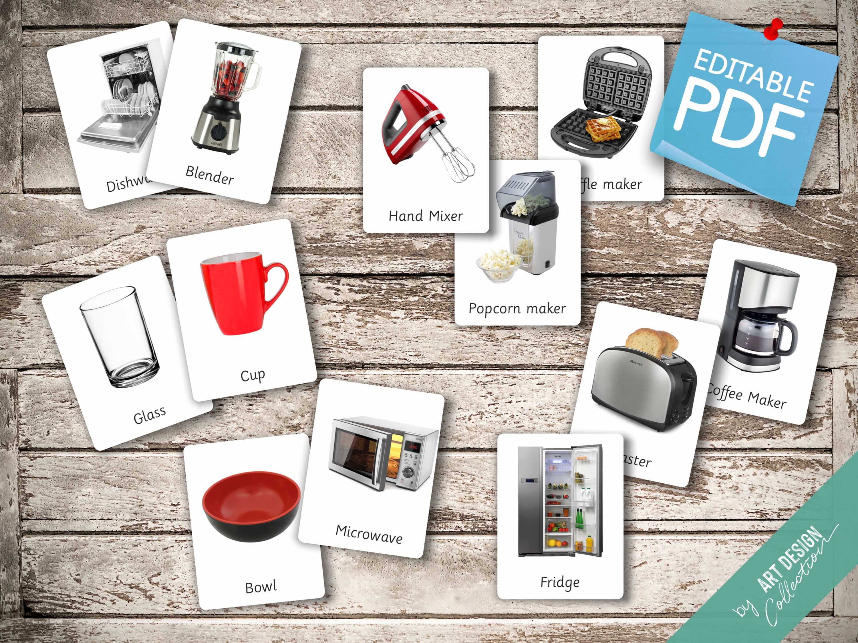 IN THE KITCHEN real Pictures 52 Editable Montessori Cards | Etsy