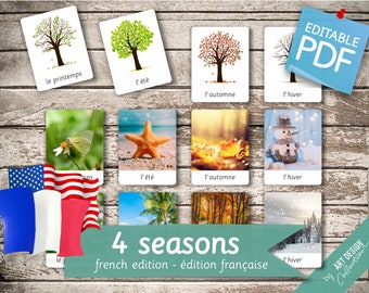 Season Cards French and English Printable - Etsy