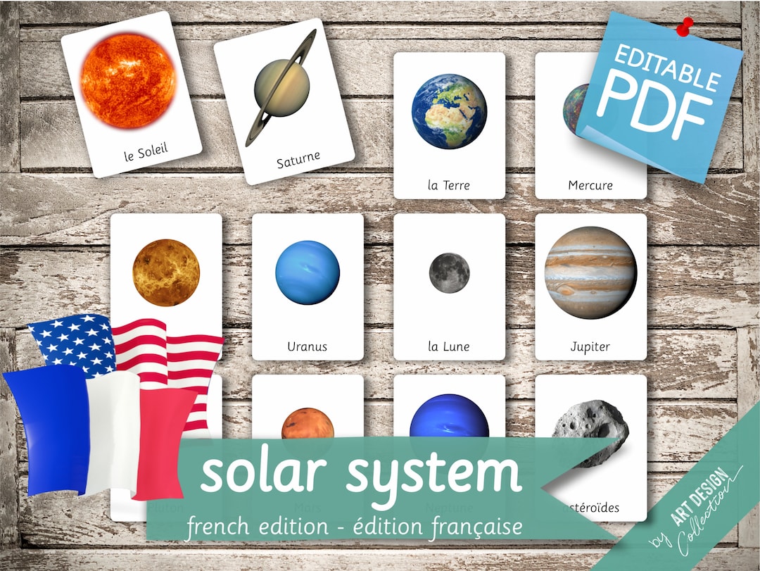 SOLAR SYSTEM FRENCH Edition • 13 French and 13 English Editable ...